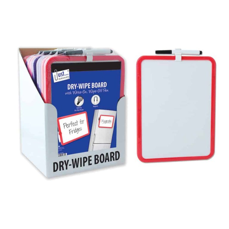 A4 Magnetic Dry Wipe Board with Pen, Assorted Colours, Display (PK12 ...