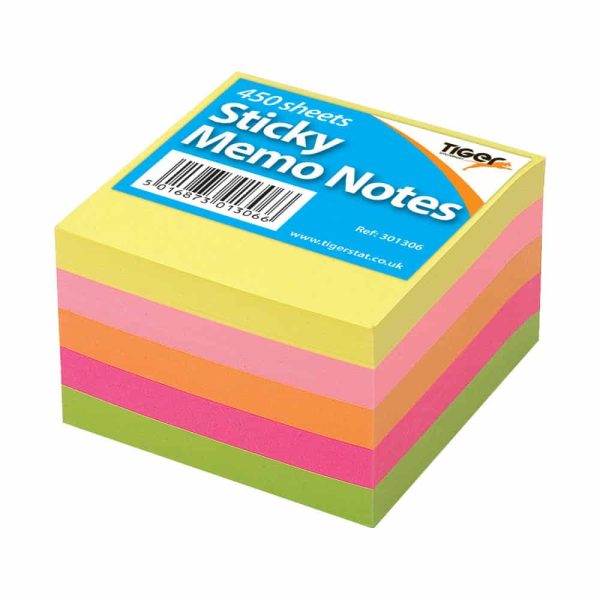 Sticky Notes - Neon Colours 75x75mm, 450 Sheet Block (PK12) | Wholesale ...