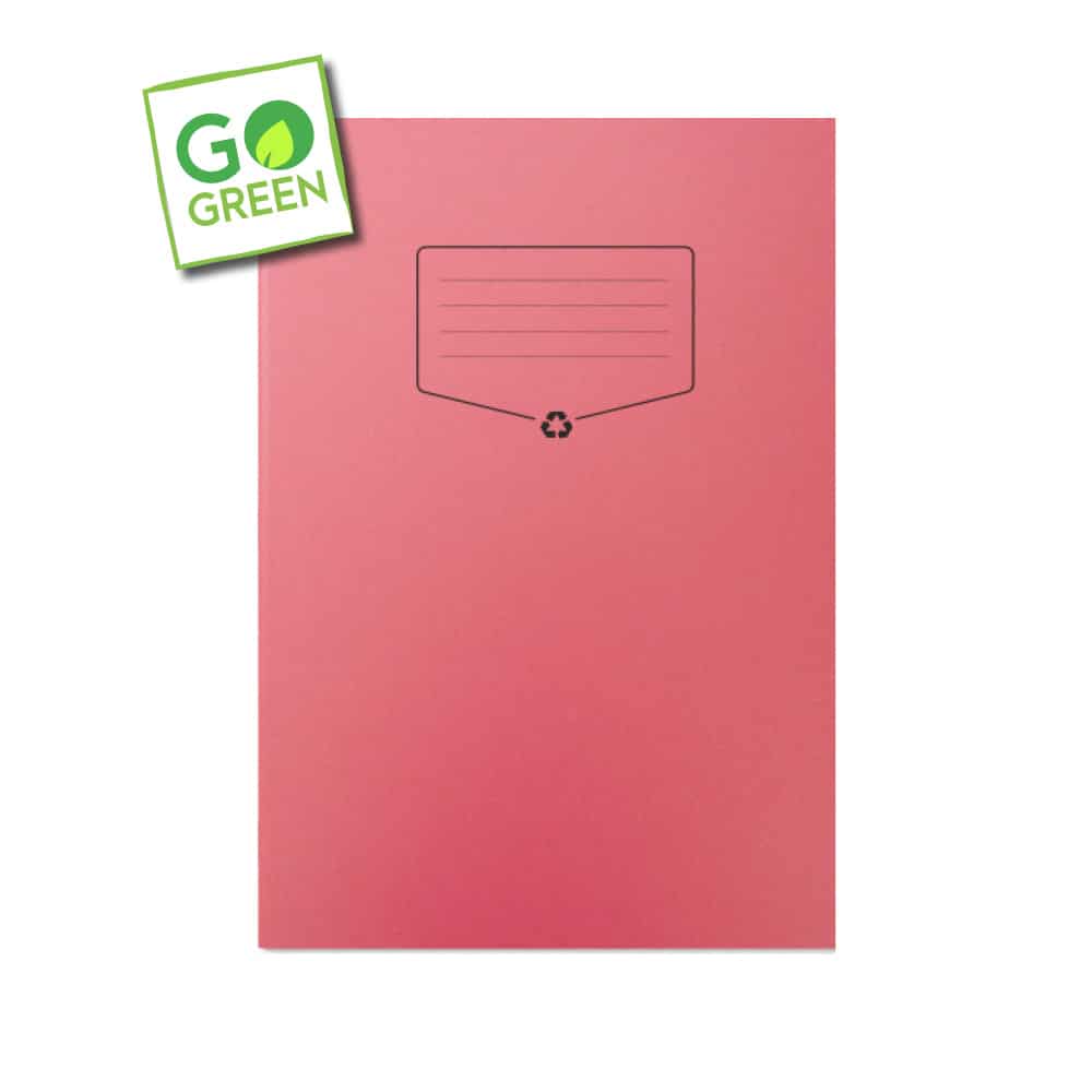 Recycled A4 Exercise Book Red cover Feint & Margin 64pgs (PK10)