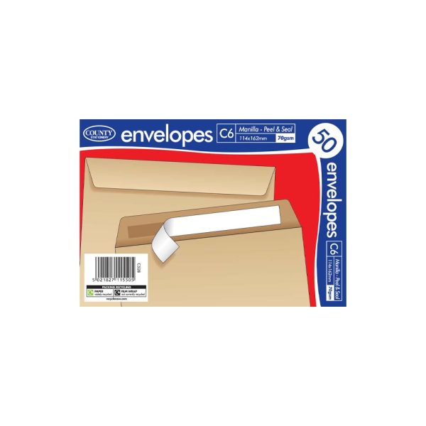 Peel Seal C6 114x162mm Manilla Brown Envelopes (50s) (PK20) | Wholesale ...